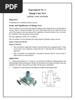 Slump Cone Test ASTM C 143 | PDF