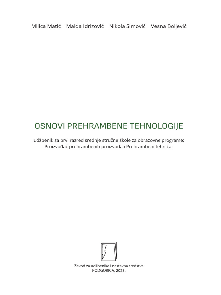 Osnovi Prehrambene Tehnologije (Knjiga) | PDF