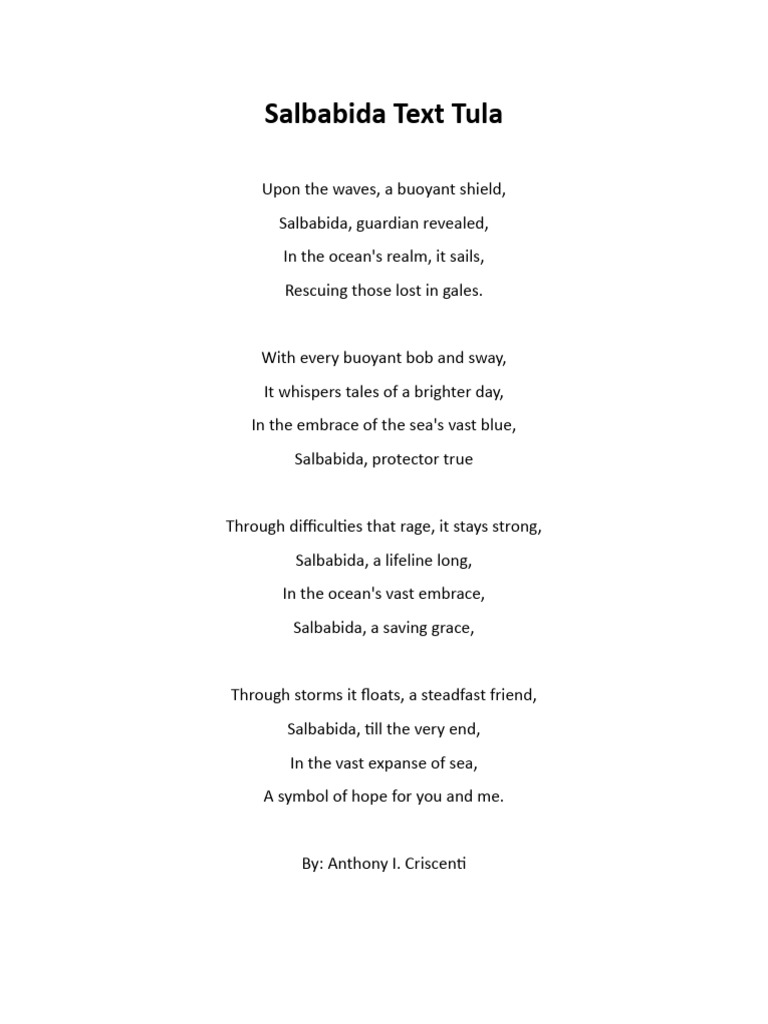 Salbabida Text Tula | PDF