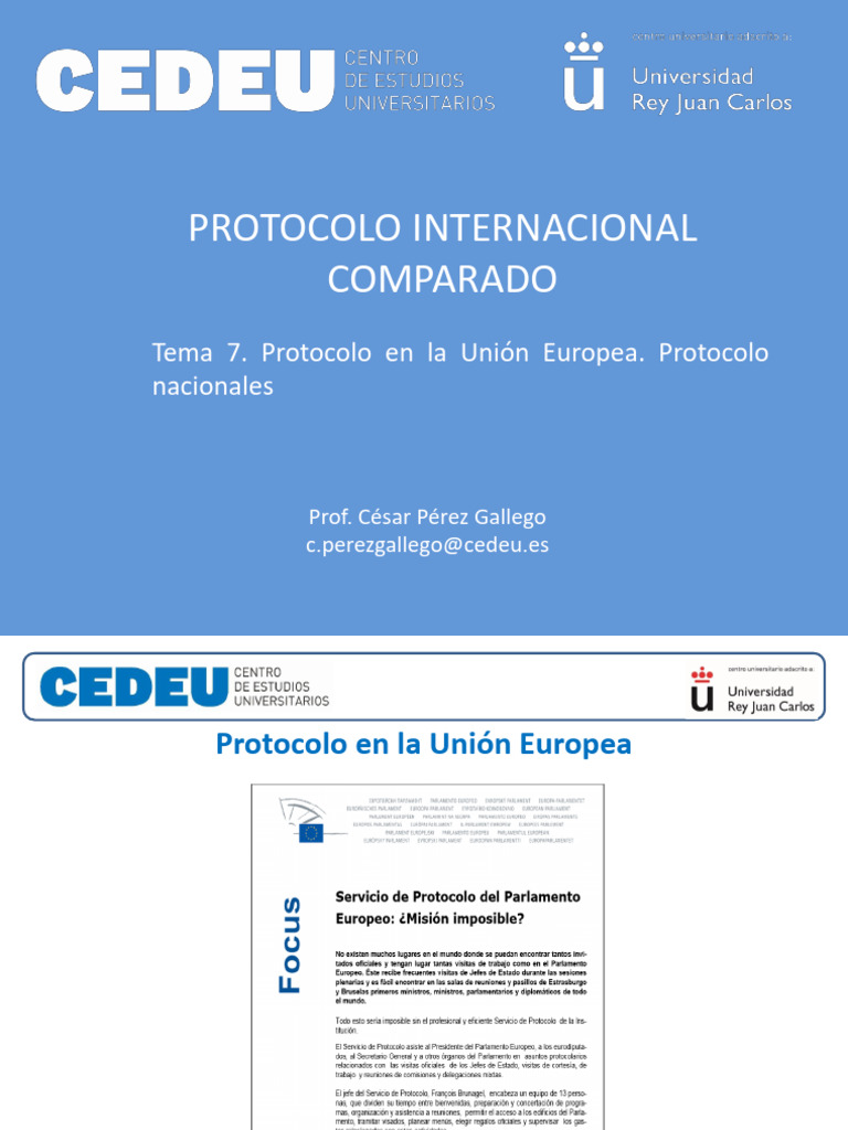 Tema 7. Protocolo en La Unión Europea. Protocolo Nacionales | PDF | Alemania | Política mundial