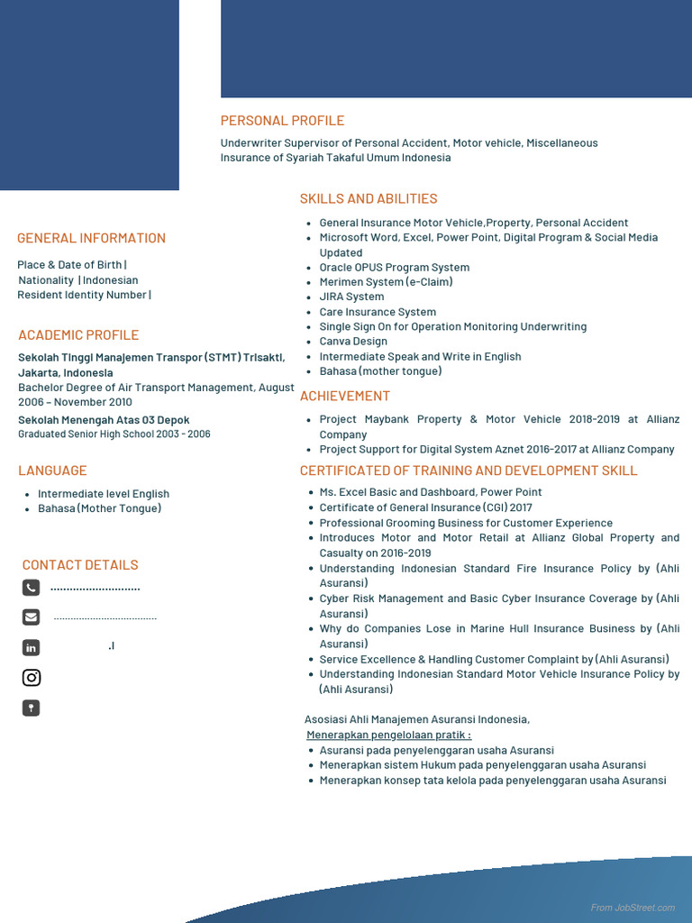 Contoh CV | Download Free PDF | Insurance | Underwriting