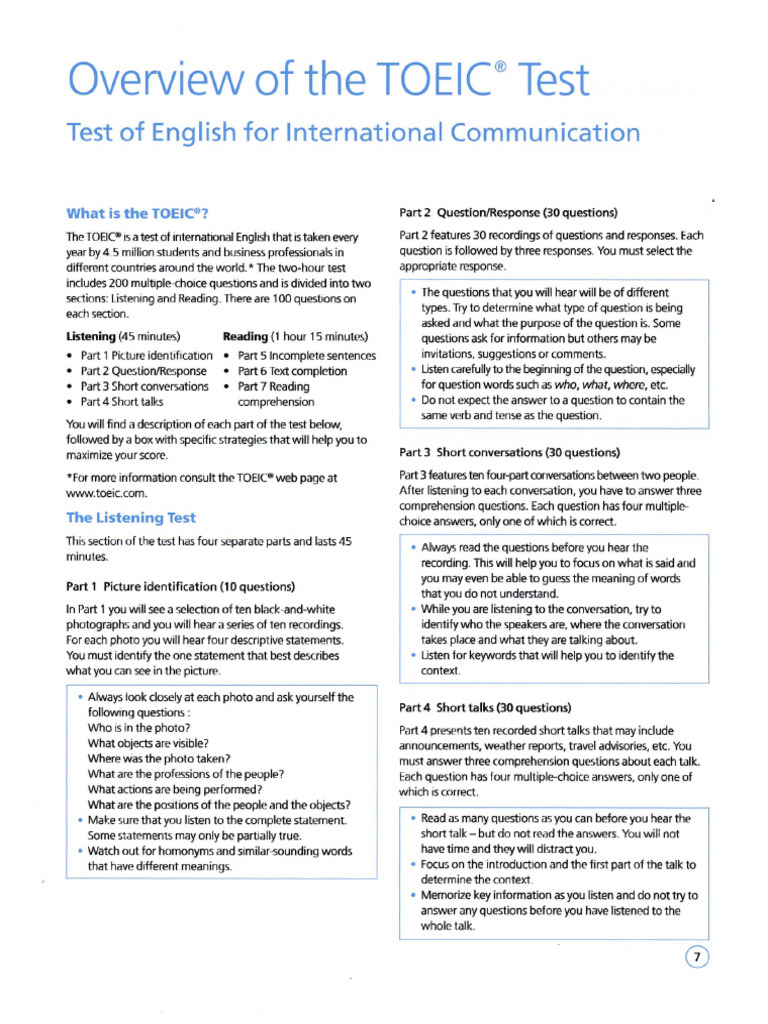 Toeic Listening and Reading Strategies | PDF