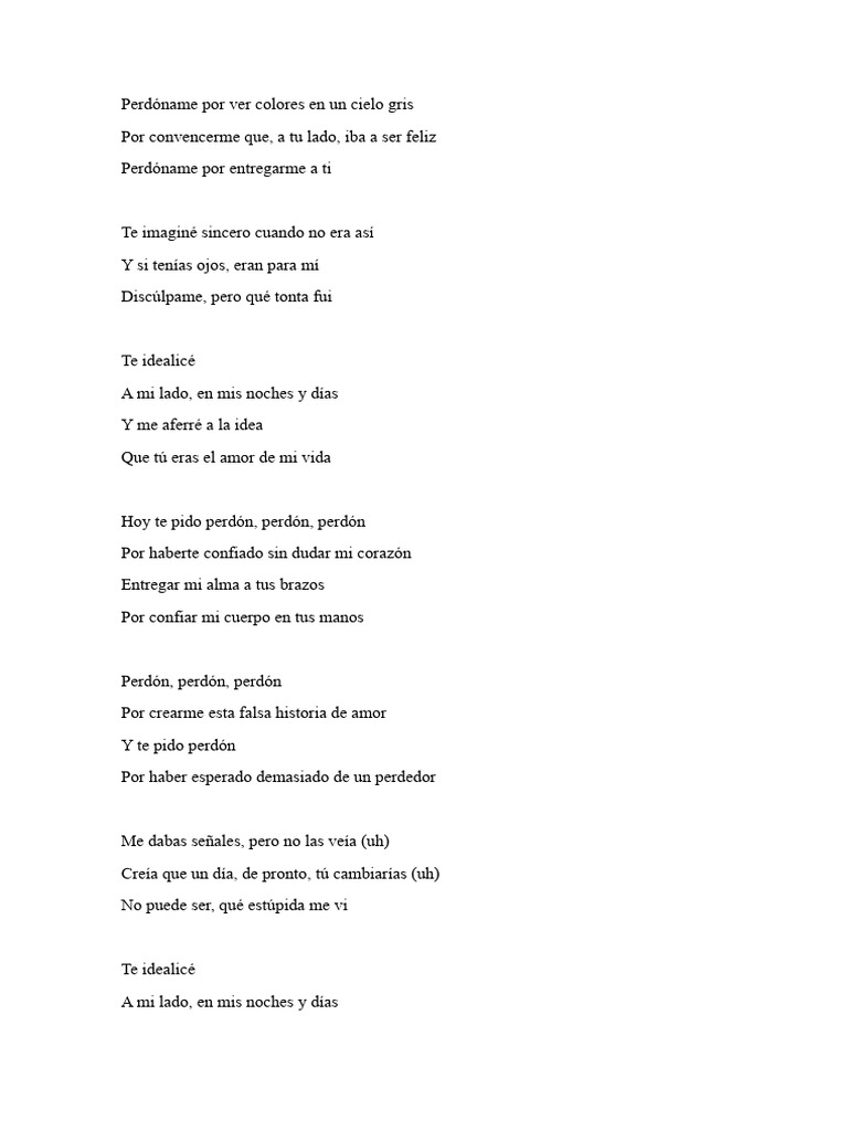 Perdón, Perdón Letra | PDF | Novela negra, policíaca y suspenso | Poesía