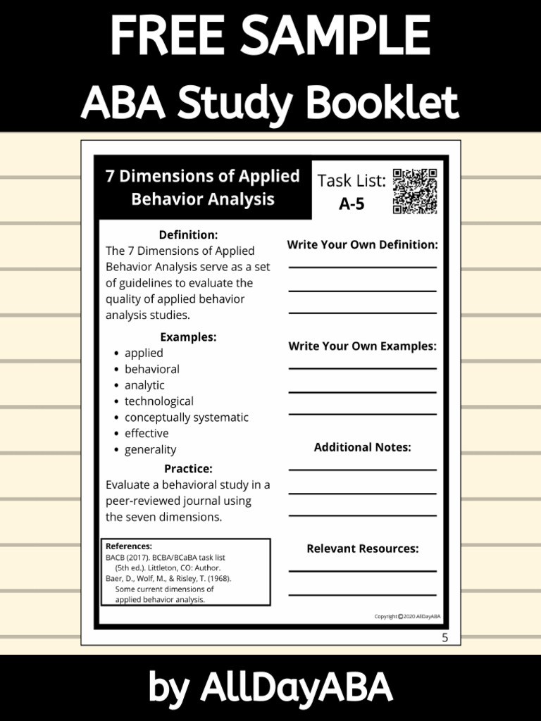 Free Sample ABA Study Booklet by AllDayABA | PDF | Psychological ...