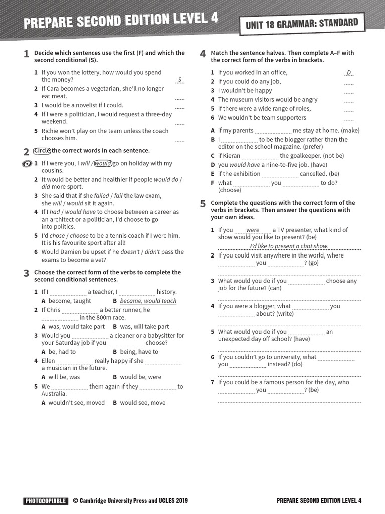 PREPARE 4 Grammar Standard Unit 18 | PDF | Syntax | Grammar