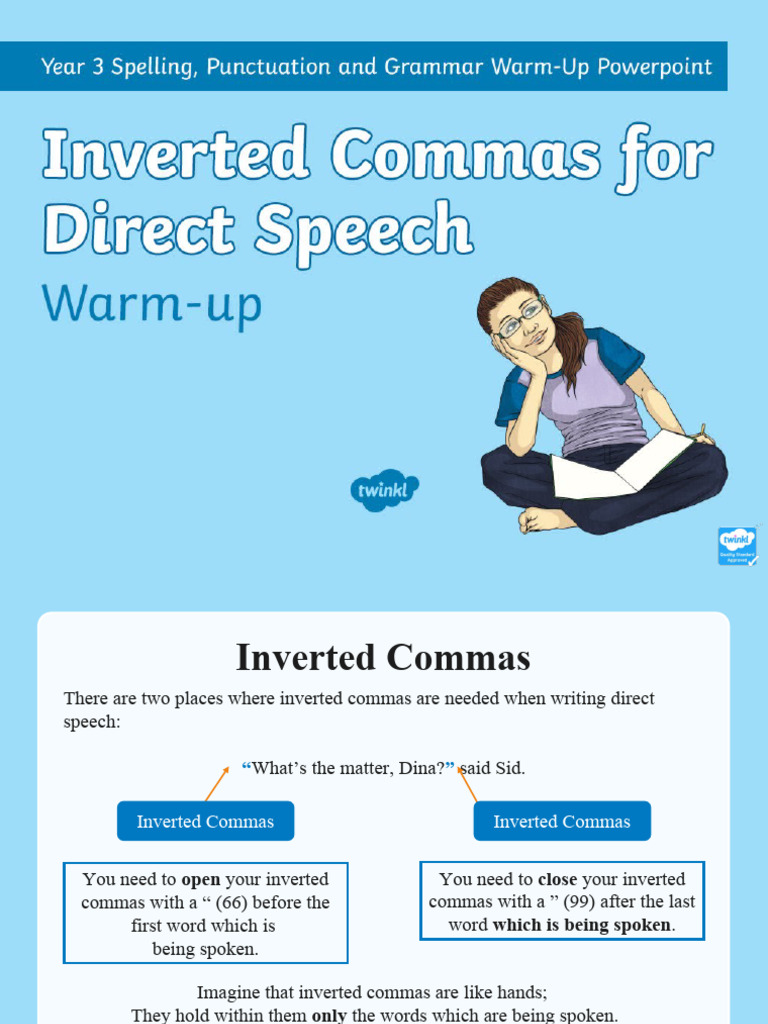 t2 e 3774 Year 3 Inverted Commas For Direct Speech Warmup Powerpoint ...