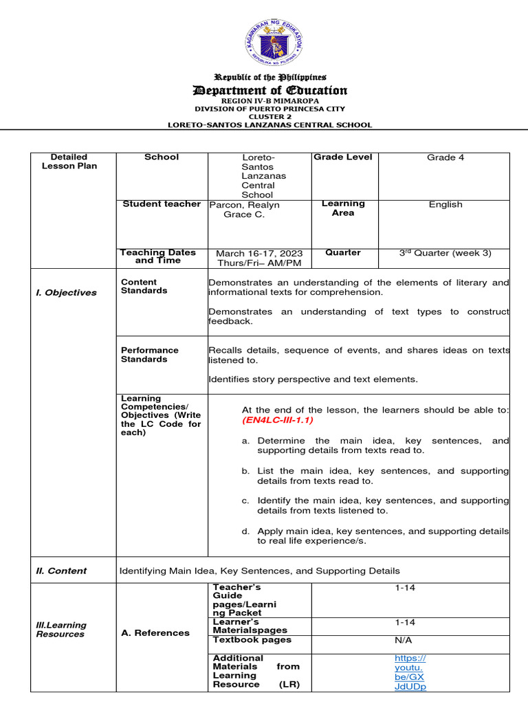 2nd - Detailed Lesson Plan | PDF | Thunder | Sky
