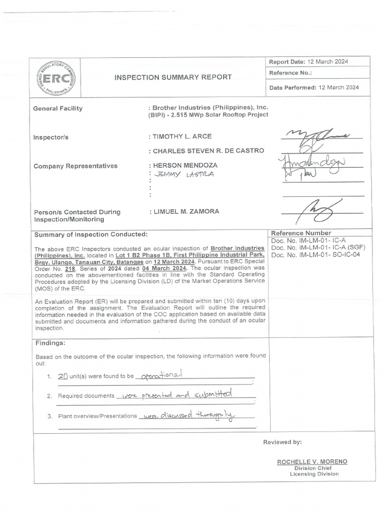 Inspection Summary Report | PDF