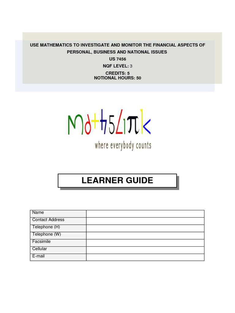 7456 - Learner Guide | PDF | Interest | Interest Rates