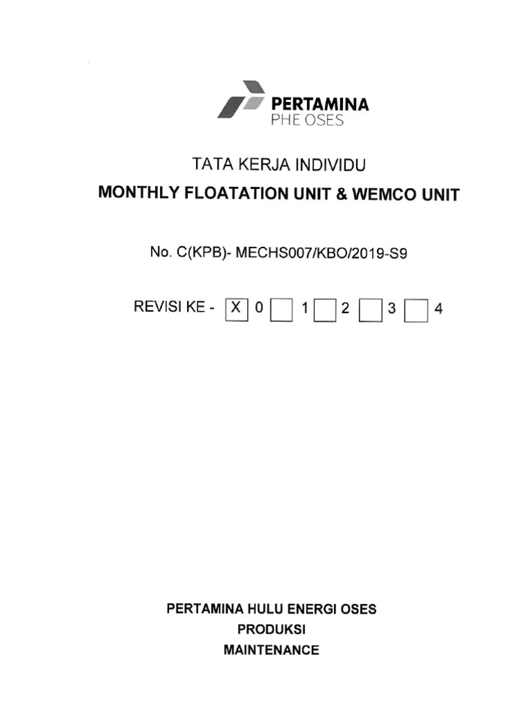 Tki Monthly Floatation Unit & Wemco Unit | PDF