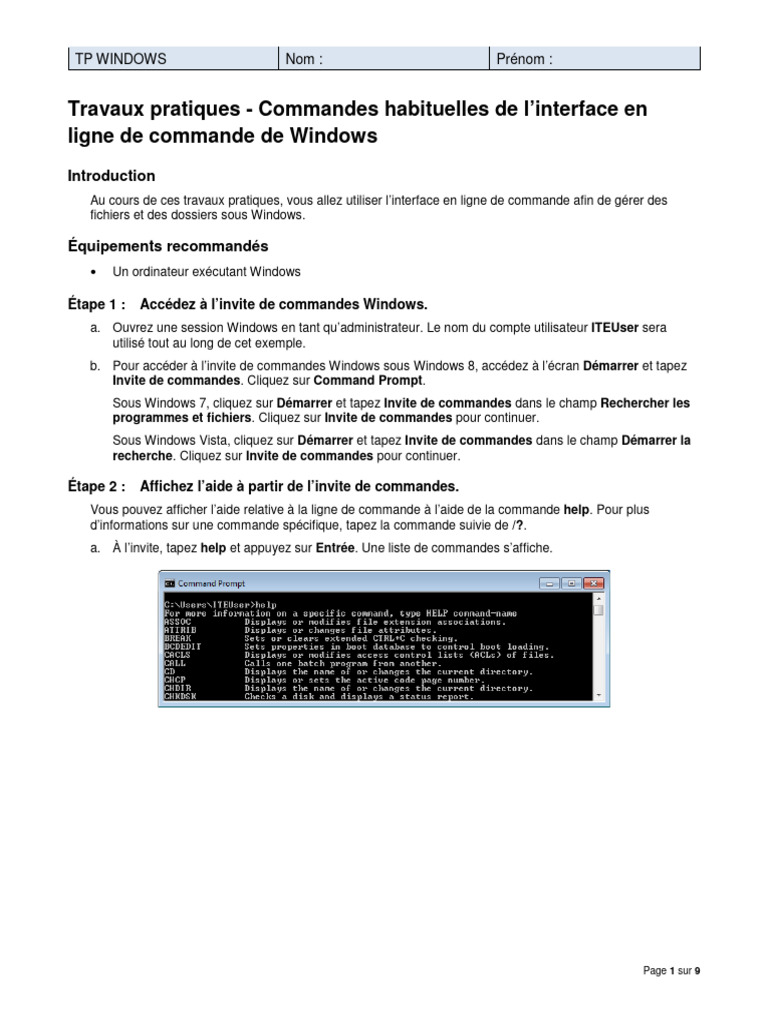 Ligne de Commande de Windows | PDF | Interface en ligne de commande | Répertoire (informatique)