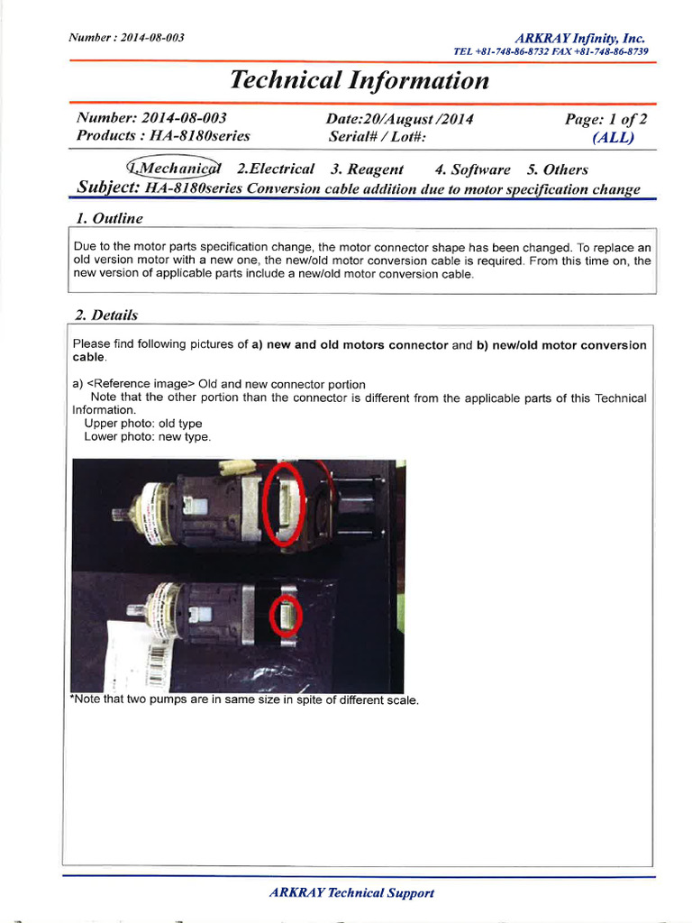 2014-08-003 - HA-8180series Motor Spec Change | PDF