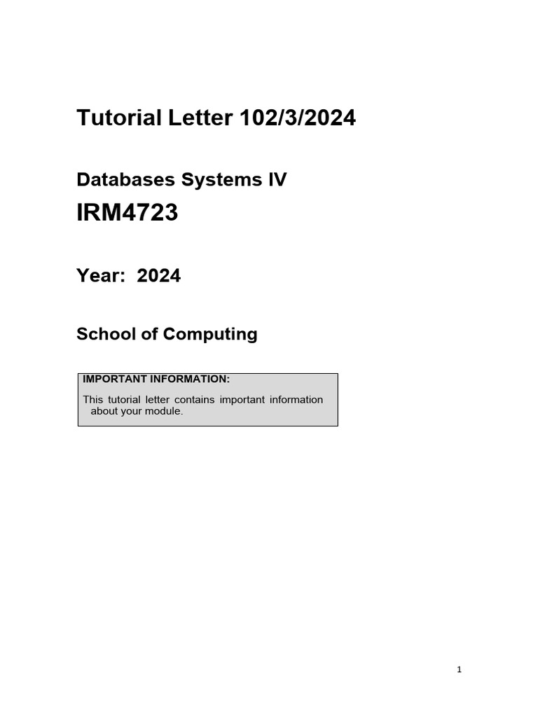 UNISA Tutorial Letter 102: Big Data Insights | PDF | Big Data | Metadata