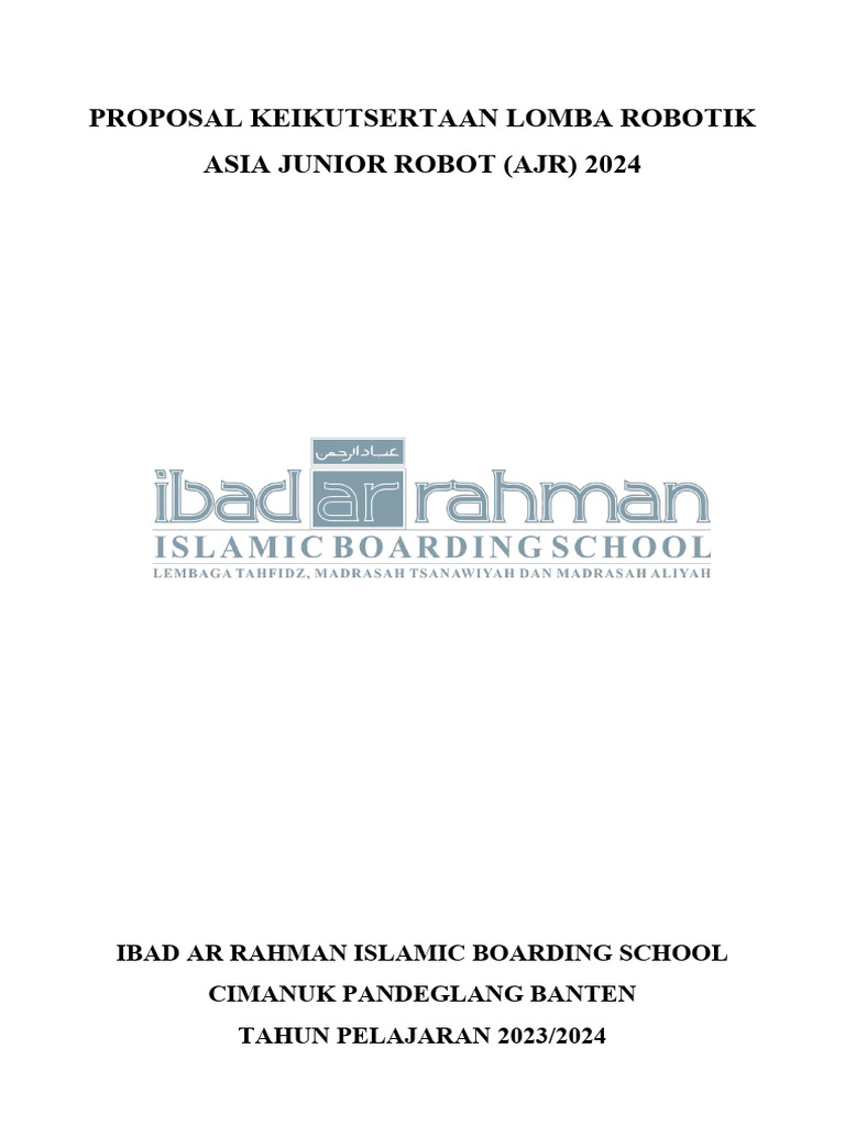 Proposal Lomba AJR (ASIA JUNIOR ROBOT) 2024 | PDF