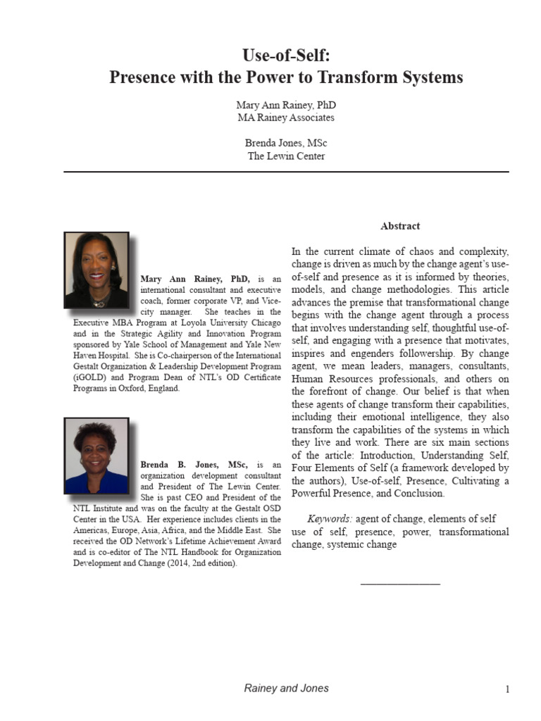 Transformative Leadership Presence | PDF | Self Esteem | Self Concept