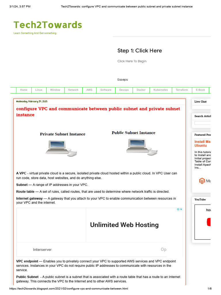 VPC and Communicate Between Public Subnet and Private Subnet Instance | PDF | Ip Address | Internet