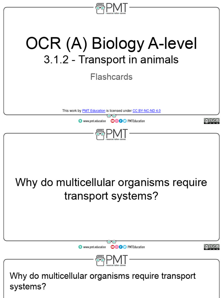 Flashcards - Topic 3.2 Transport in Animals - OCR (A) Biology A-Level ...