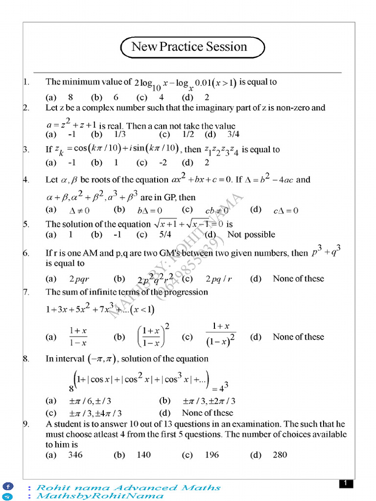 New Practice Session - 2 (16-09-2022) (Rohit Nama) | PDF