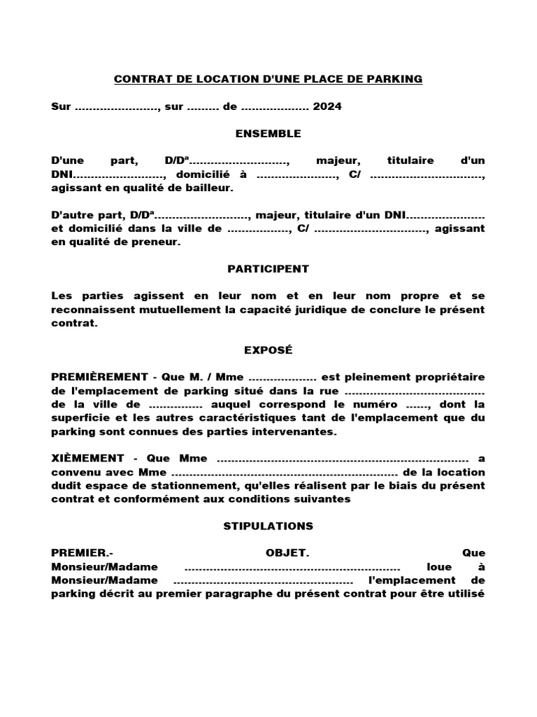 Contrat de location d'un garage | PDF | Location | Droit privé
