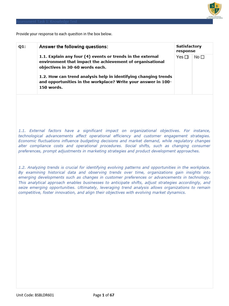 BSBLDR601 Student Assessment Pack | PDF | Sales | Marketing