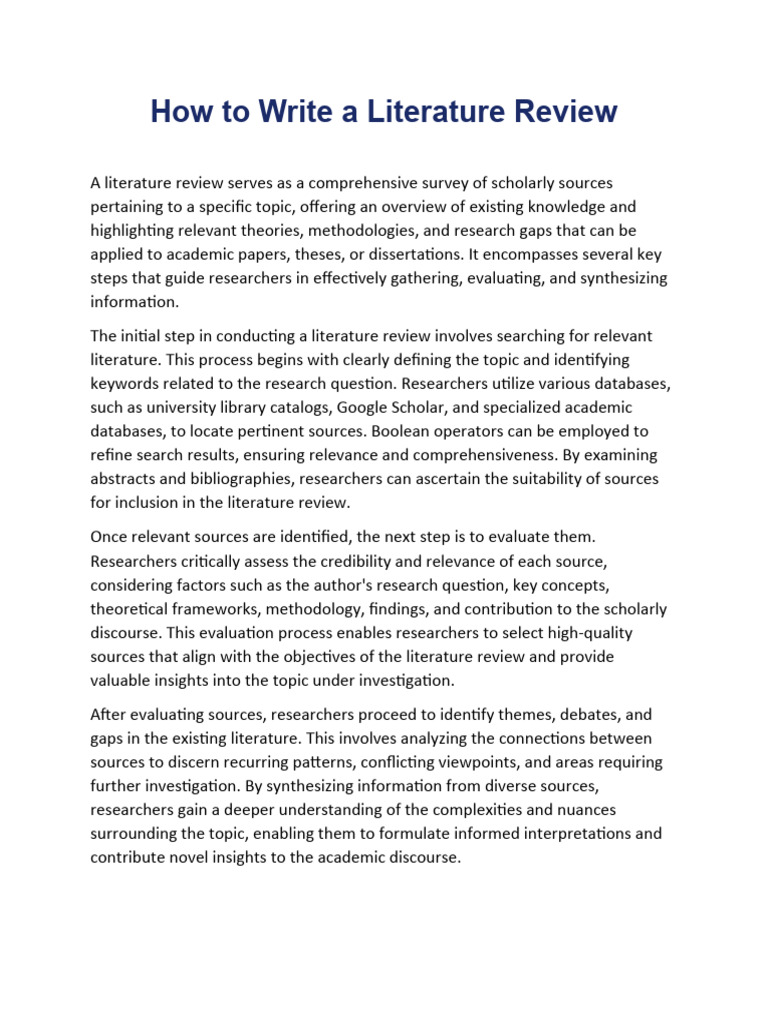 How to Write a Literature Review | PDF | Literature Review | Methodology