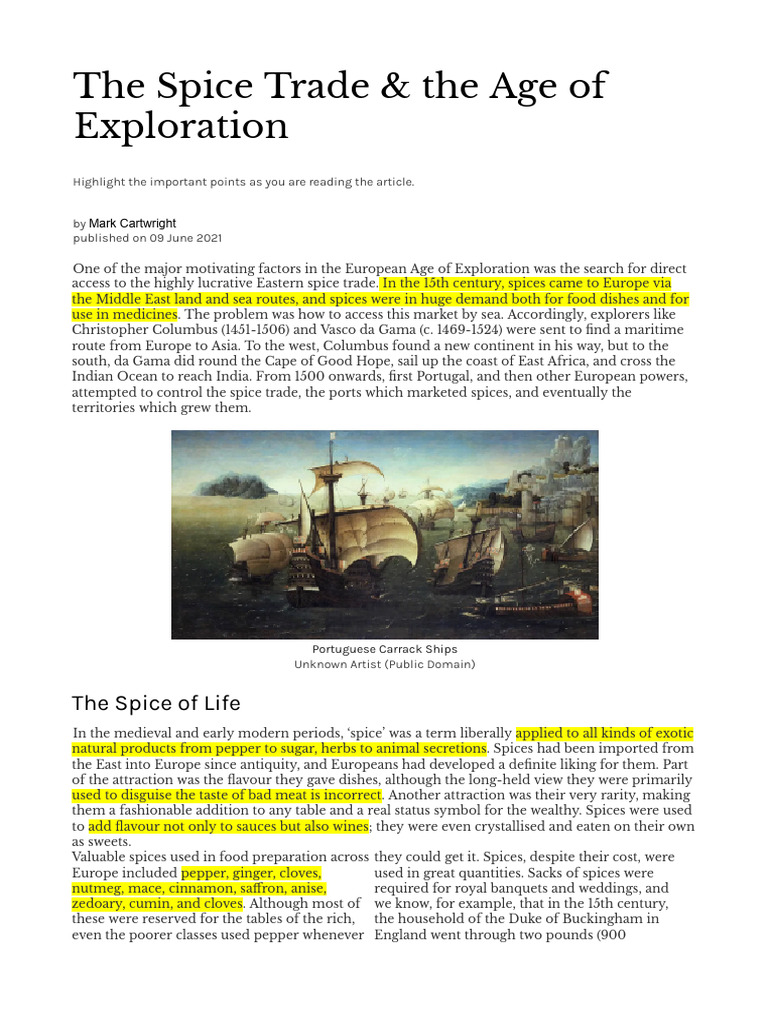 4.1 Activity 3 - The Spice Trade & The Age of Exploration - World ...