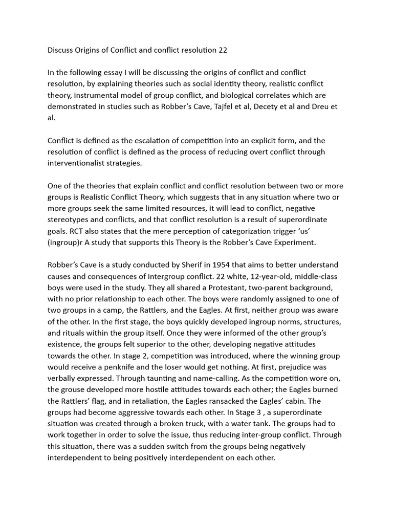 Origins and Theories of Conflict | PDF | Social Psychology | Group ...