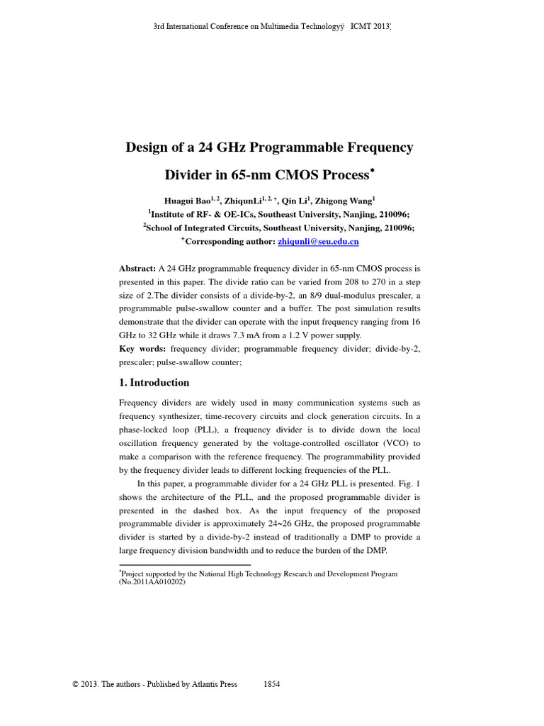 Design of A 24 GHZ Programmable Frequency Divider | Download Free PDF ...