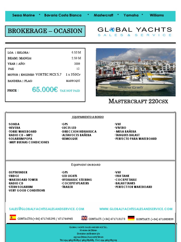 Mastercraft CSX 220 Specifications | PDF | Business | Home & Garden