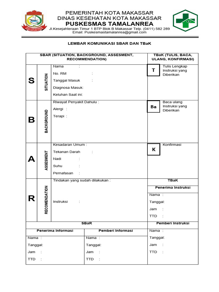 Formulir SBAR dan Rujukan Medis | PDF