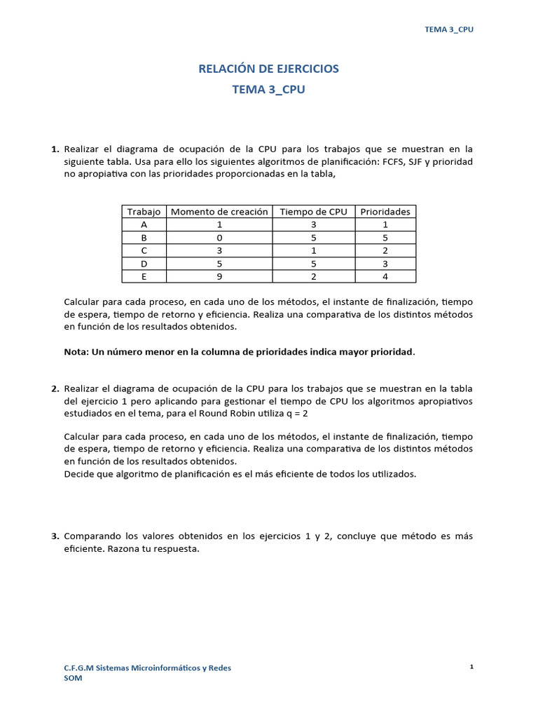 Relación de Ejercicios - Tema 3 - CPU | PDF | Ciencias de la Computación | Algoritmos
