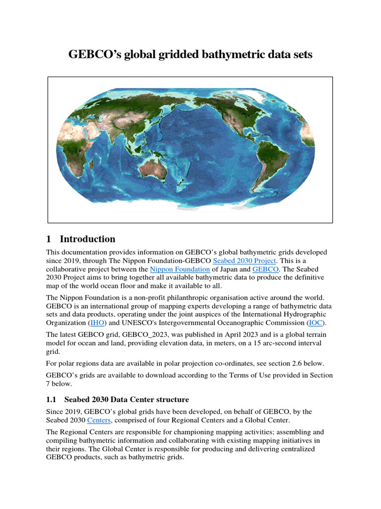 GEBCO Grid Documentation | PDF | Topography | Oceanography