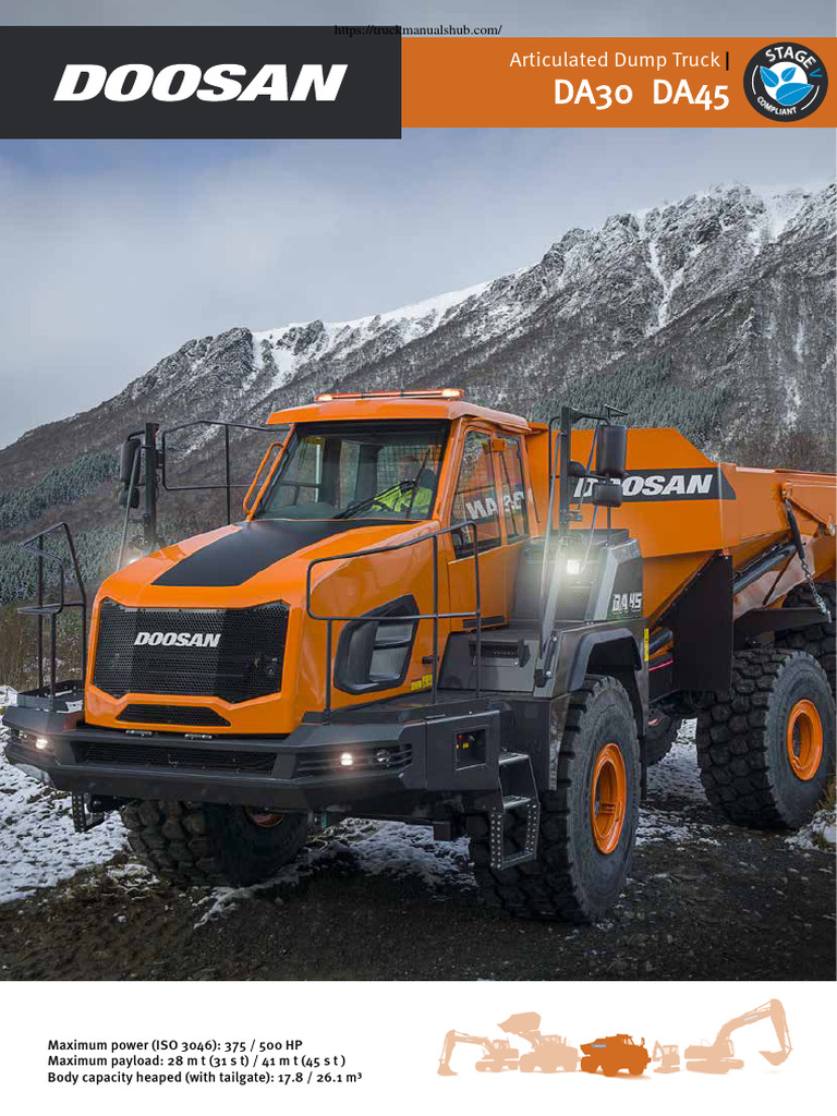 Doosan DA30 - DA45 Articulated Dump Truck Brochure | PDF | Truck | Horsepower