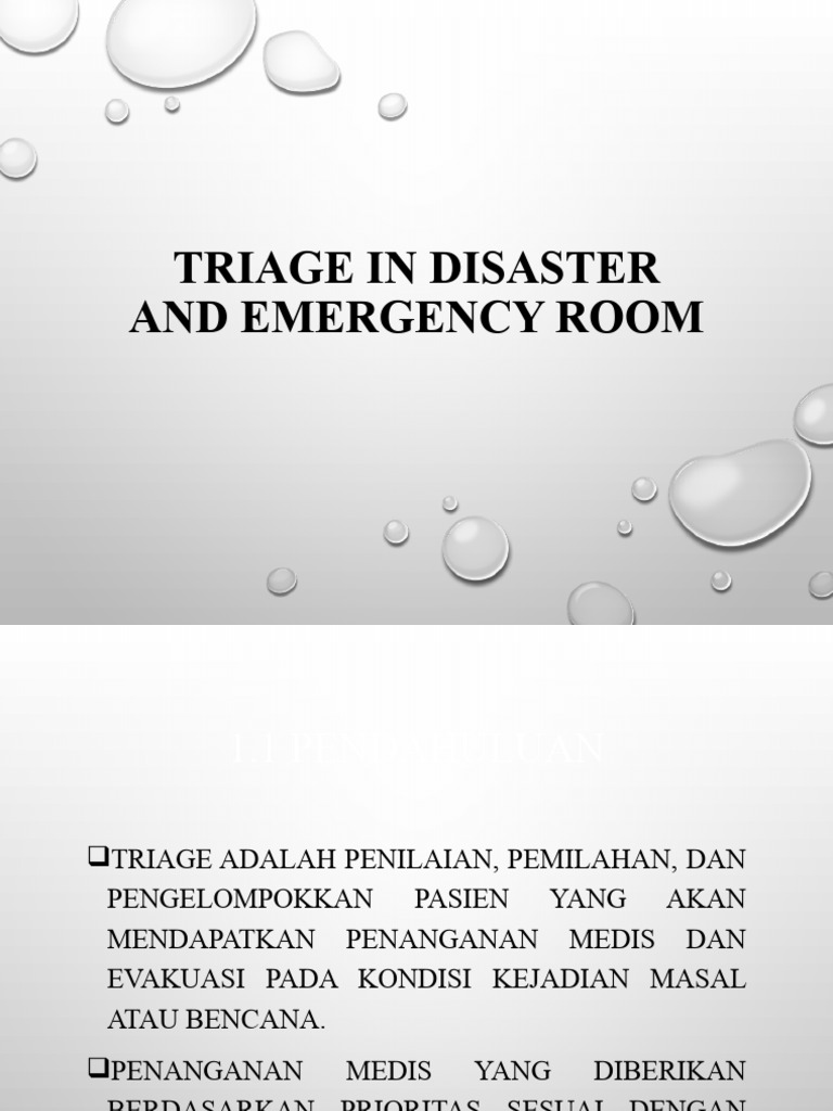 TRIAGE IN DISASTER AND EMERGENCY ROOM | PDF