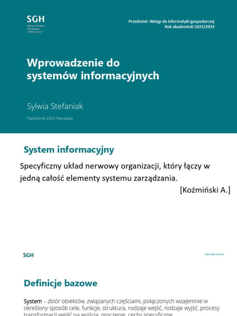 2 - Wprowadzenie Do Systemów Informacyjnych | PDF