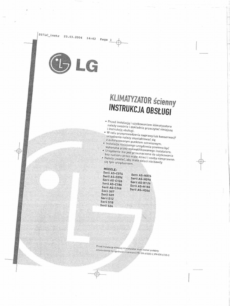 LG - Klimatyzator Ścienny - Instr | PDF