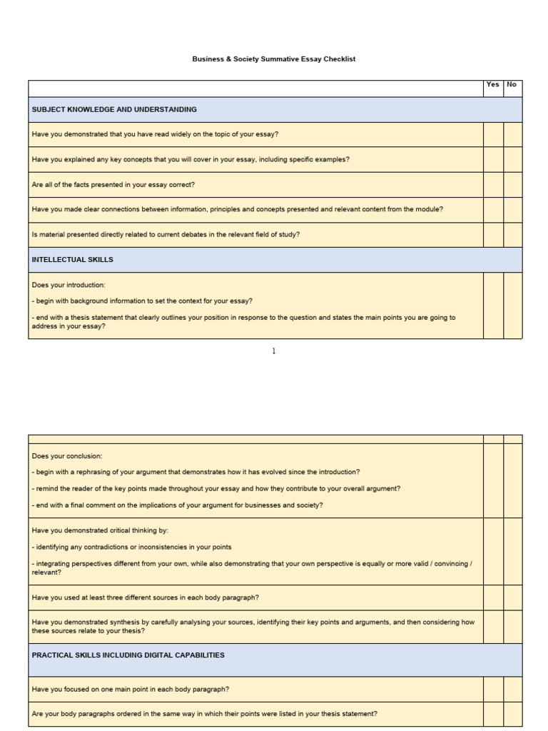 BS Summative Essay Checklist.2023-24 | PDF | Essays | Argument