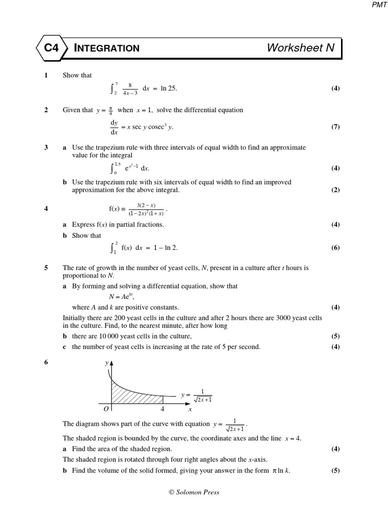 C4 Integration N - Questions | PDF | Integral | Equations