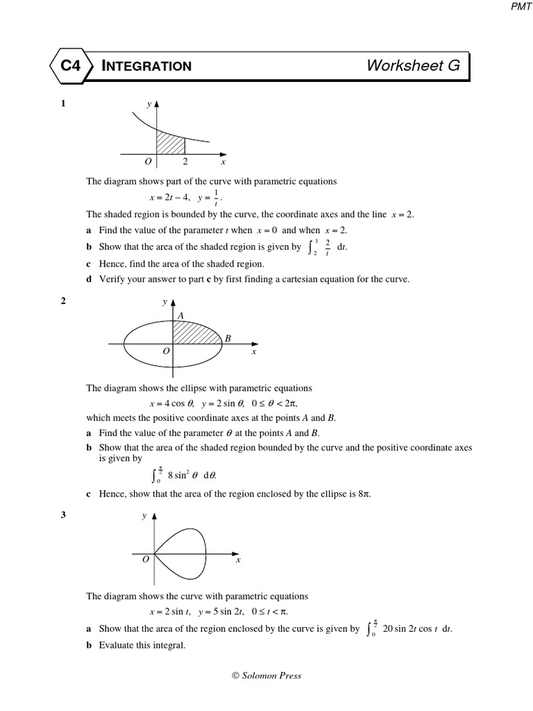 C4 Integration G - Questions | PDF | Equations | Ellipse