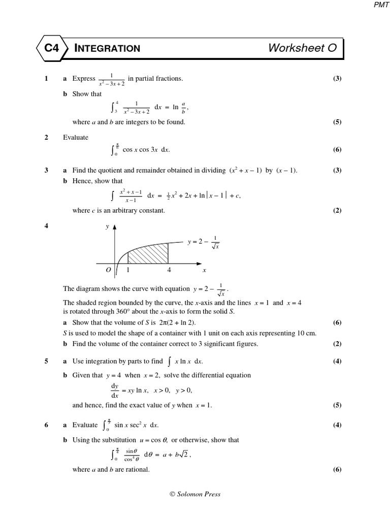 C4 Integration O - Questions | PDF | Cartesian Coordinate System | Pi