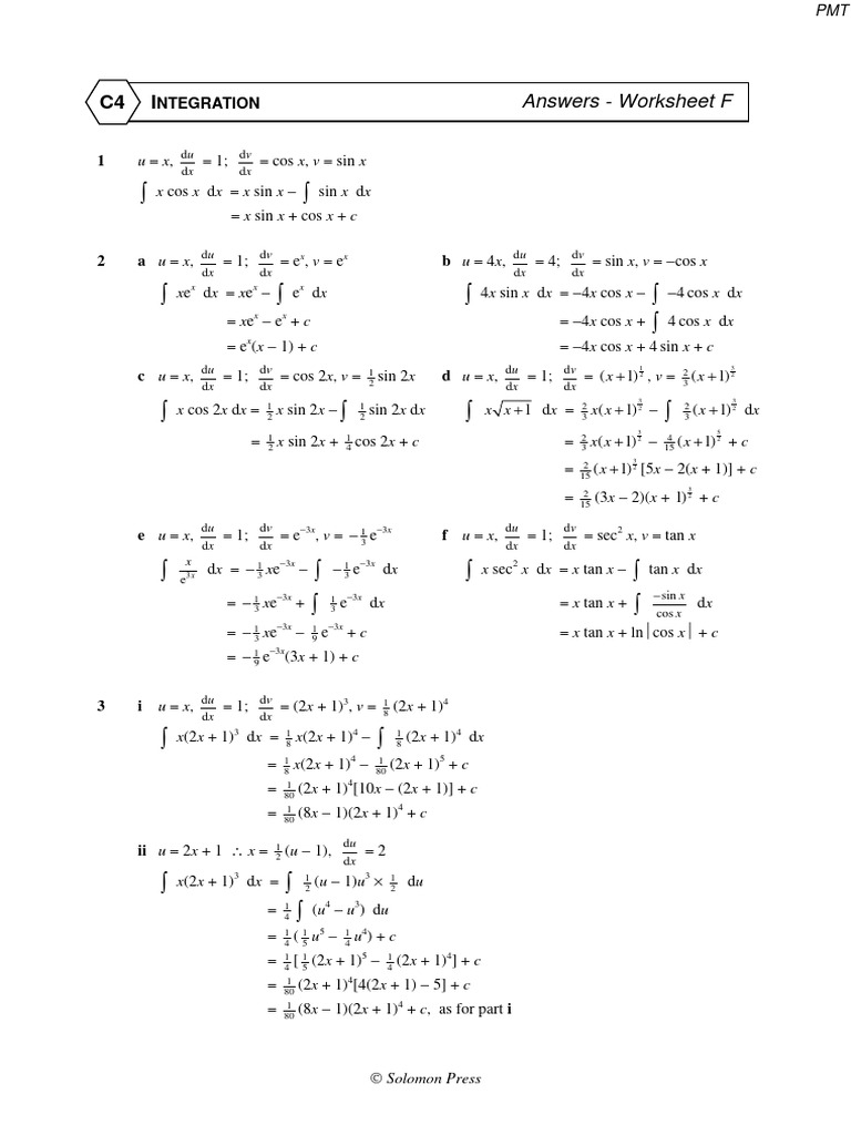 C4 Integration F - Answers | PDF