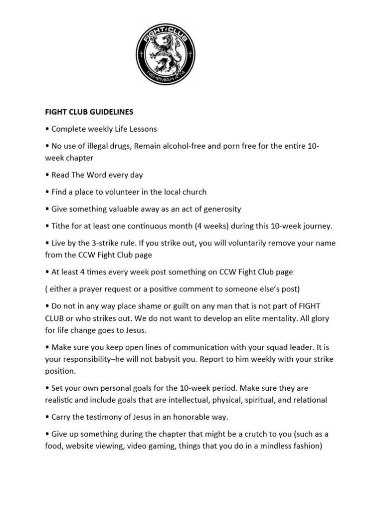 Fight Club Guidelines | PDF | Career & Growth | Lifestyle
