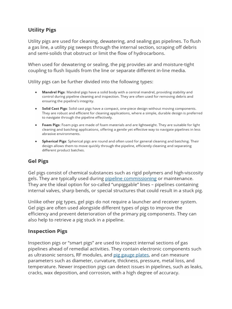 Type of Pigging Pig | PDF | Materials | Applied And Interdisciplinary ...