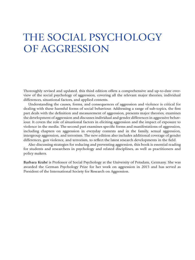 Social Psychology Agression | PDF | Violence | Aggression