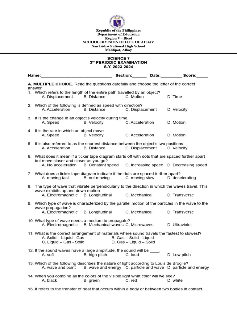 Final Examination | PDF | Waves | Acceleration