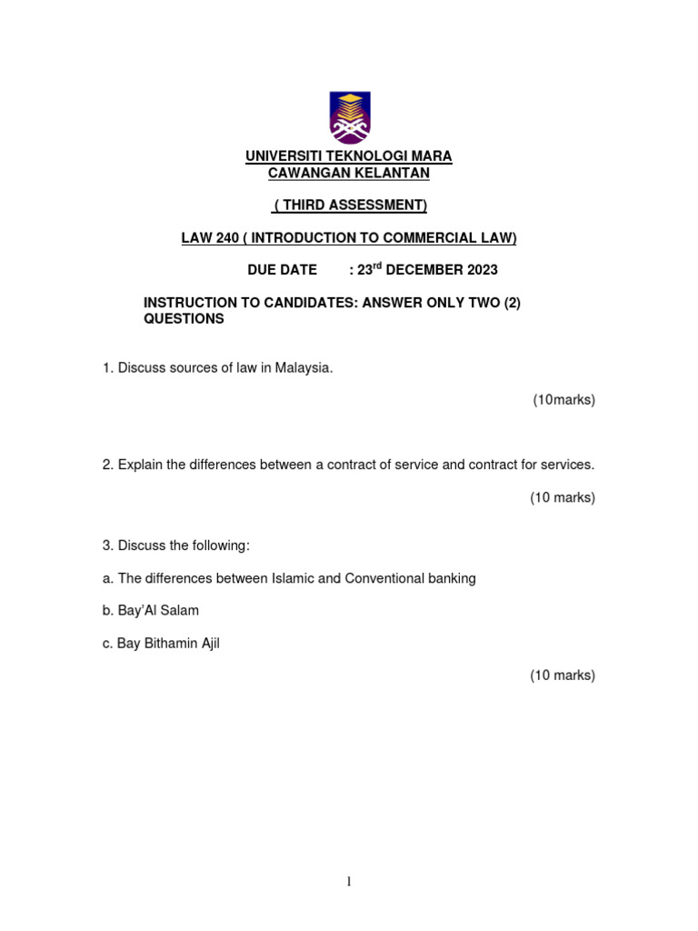 3rd Assessment Law240 Dec. 2023 | PDF