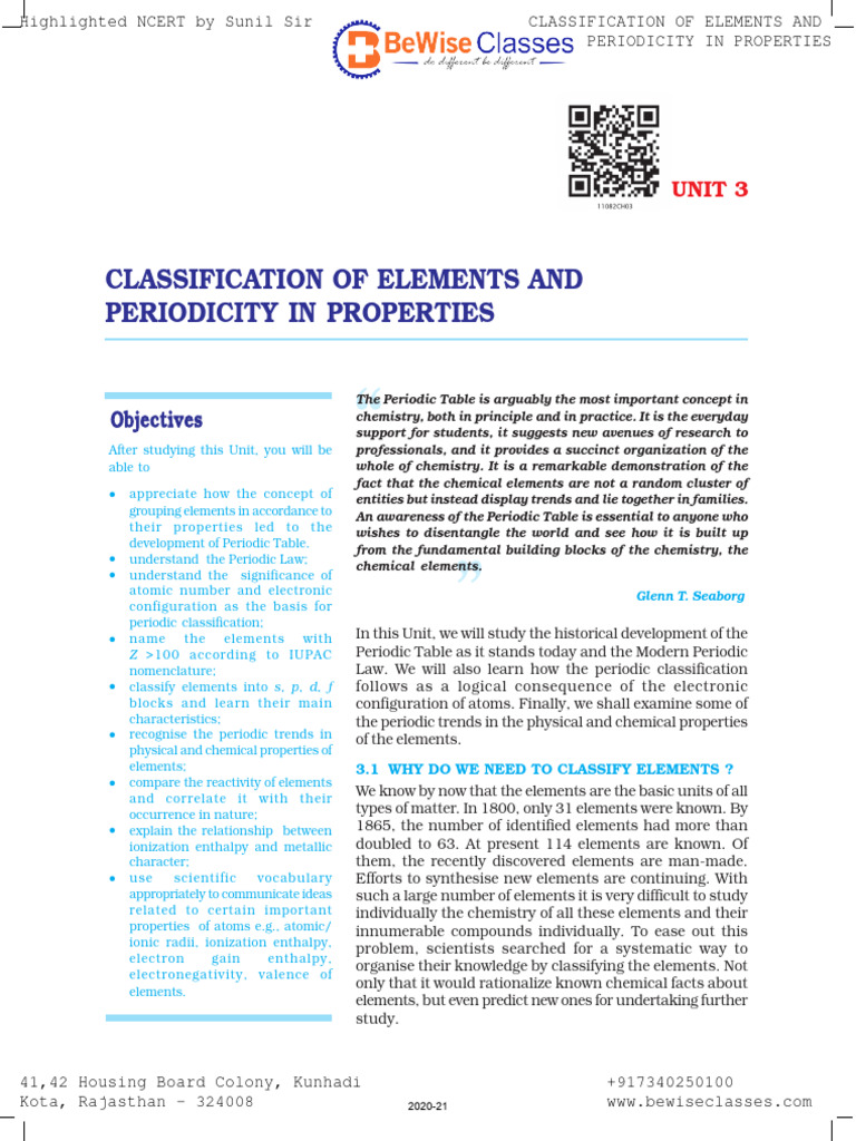 Periodic Table NCERT Highlighted PDF White (3) - Extracted | Download ...