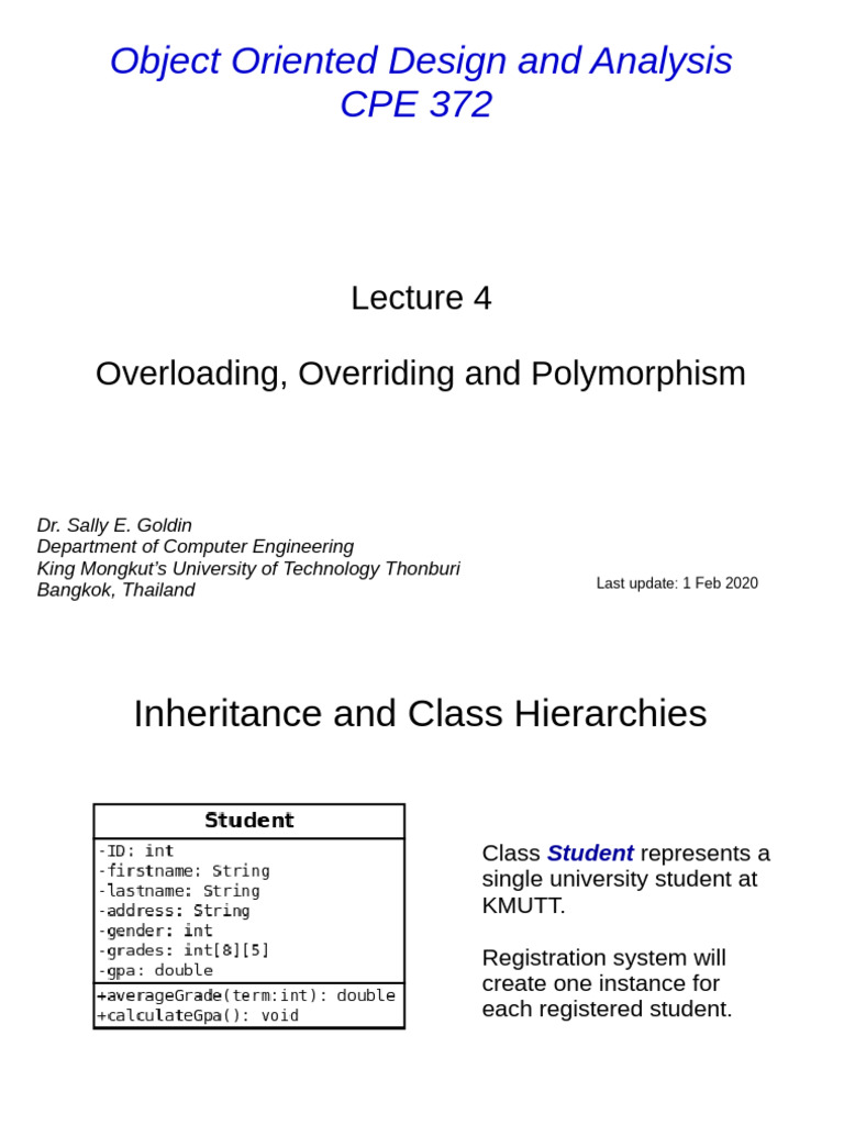 Lecture4-Overloading | PDF | Method (Computer Programming) | Inheritance (Object Oriented ...