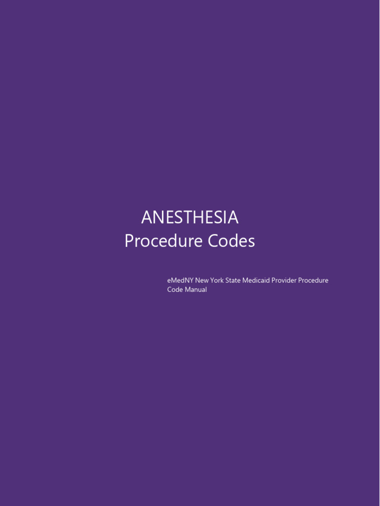 NY Medicaid Anesthesia Guide | PDF | Anesthesia | Arm