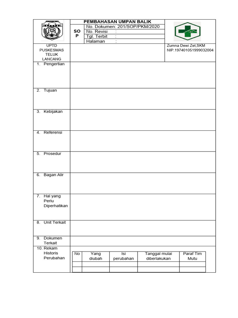Prosedur Umpan Balik Puskesmas Teluk Lancang | PDF | Griya & Taman | Sains & Matematika